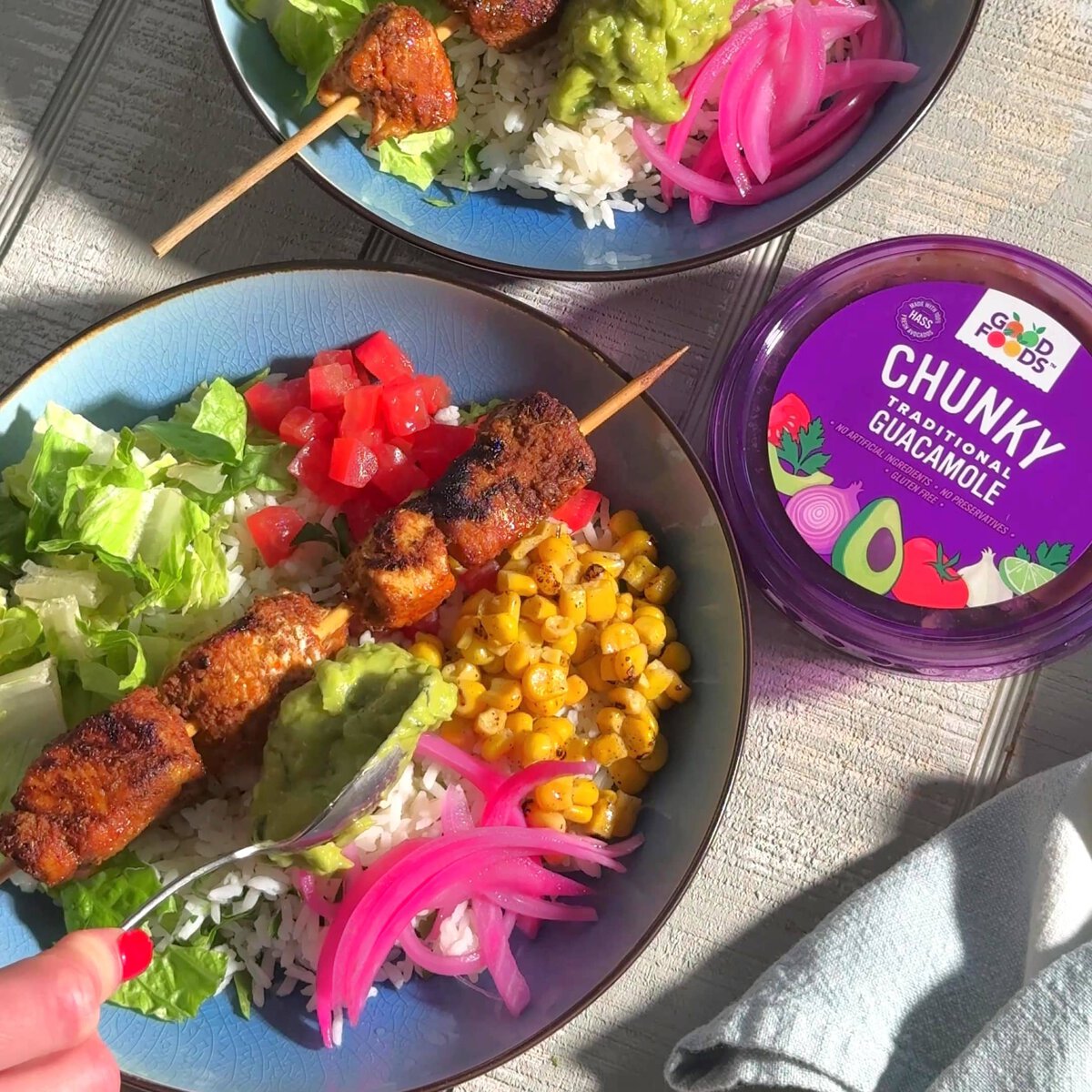 Chicken Kebab Bowls - Good Foods Guacamole, Dips & Spreads